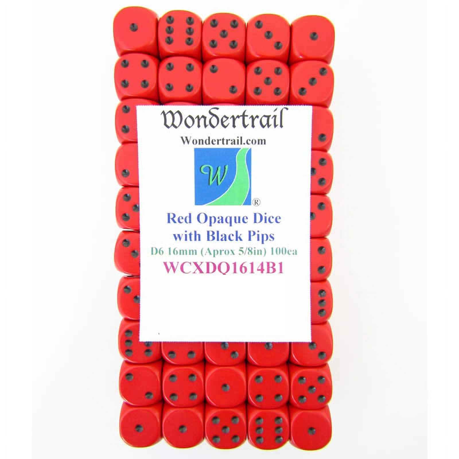 Red Opaque Dice with Black Pips D6 16mm (5/8in) Pack Of 100 Wondertrail - Walmart.com