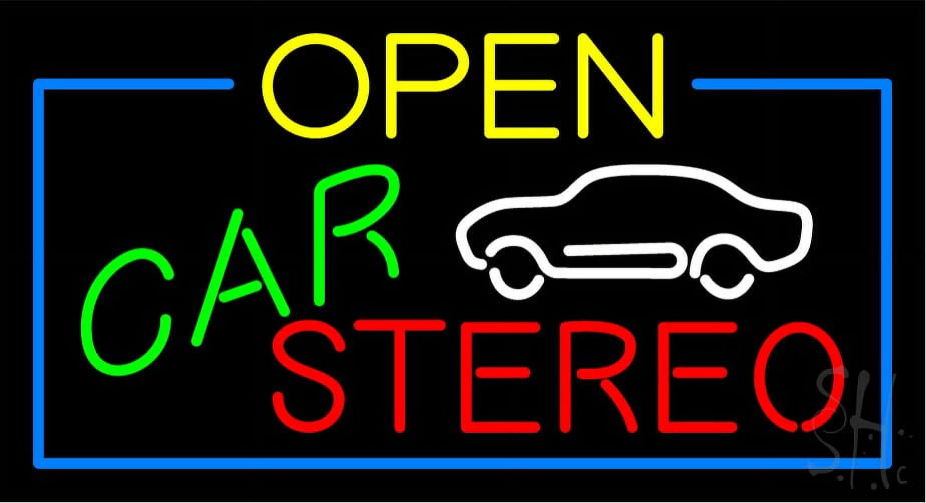 Red Open Car Stereo LED Neon Sign 13 x 24 - inches, Clear Edge Cut ...