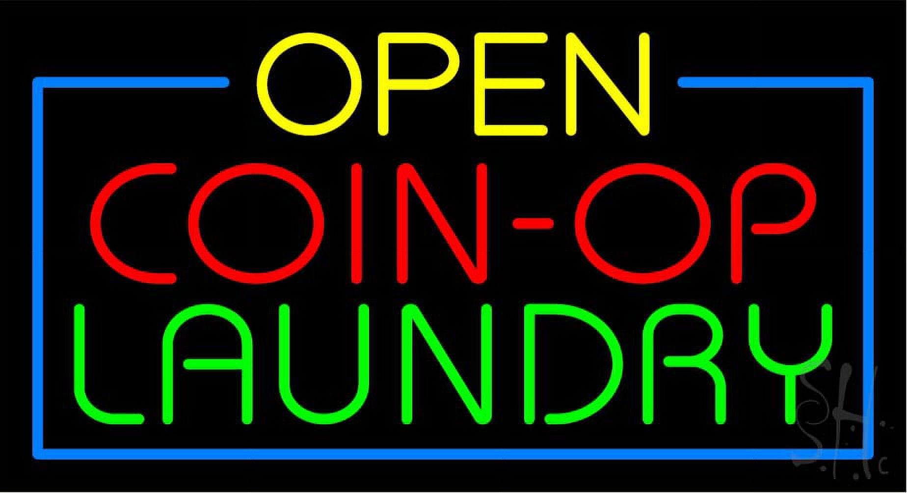Red Open Coin Op Laundry LED Neon Sign 13" Tall x 24" Wide - inches ...