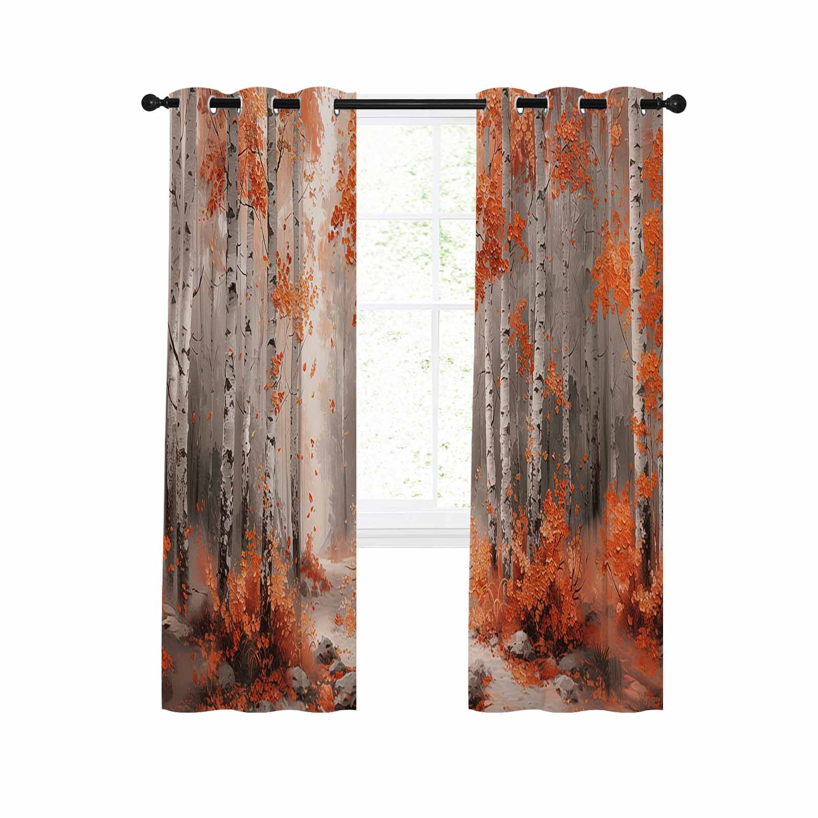 Red Orange Blackout Curtains 39 Inches Long for Bedroom, Modern Oil ...