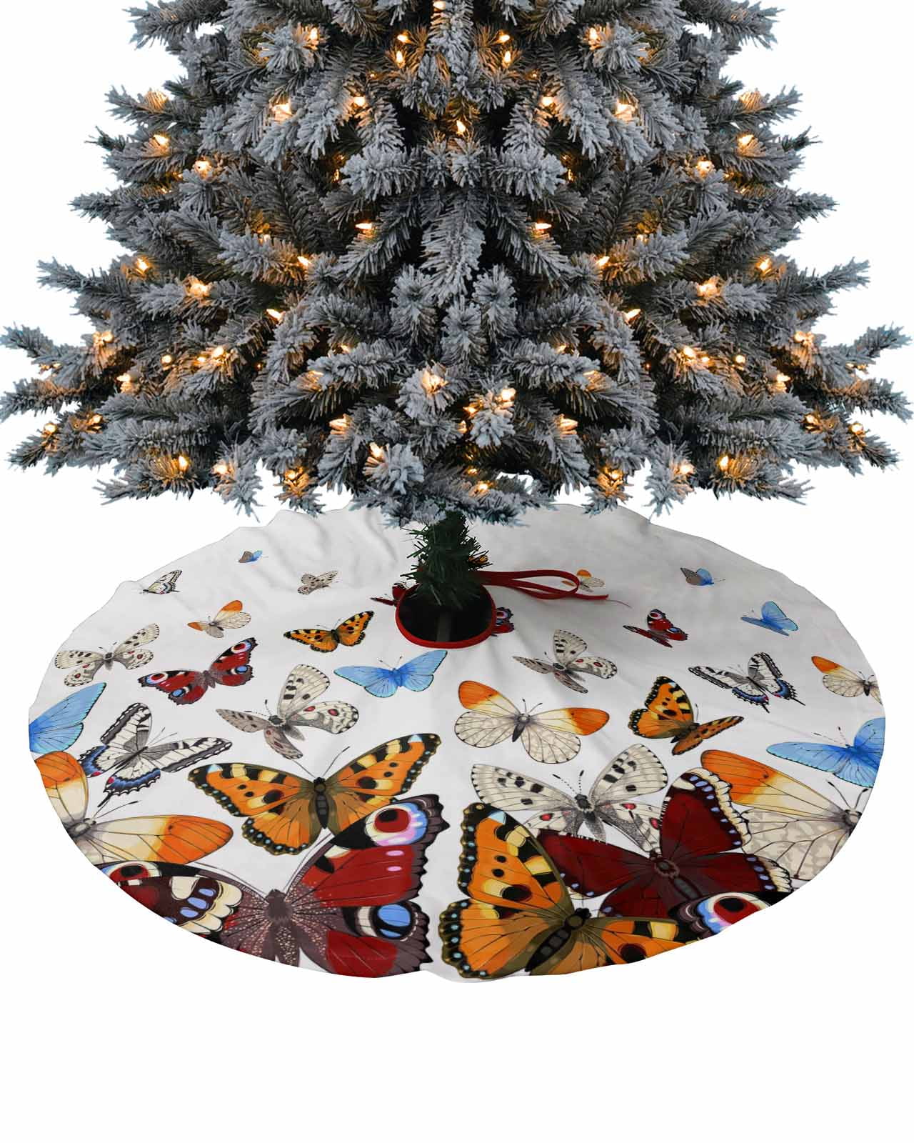 Red Orange Blue Butterfly Christmas Tree Skirt 48 Inches Large ...