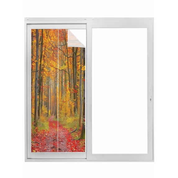 Red Orange Forest Fall Window Privacy Film, Thanksgiving Tree Maple ...
