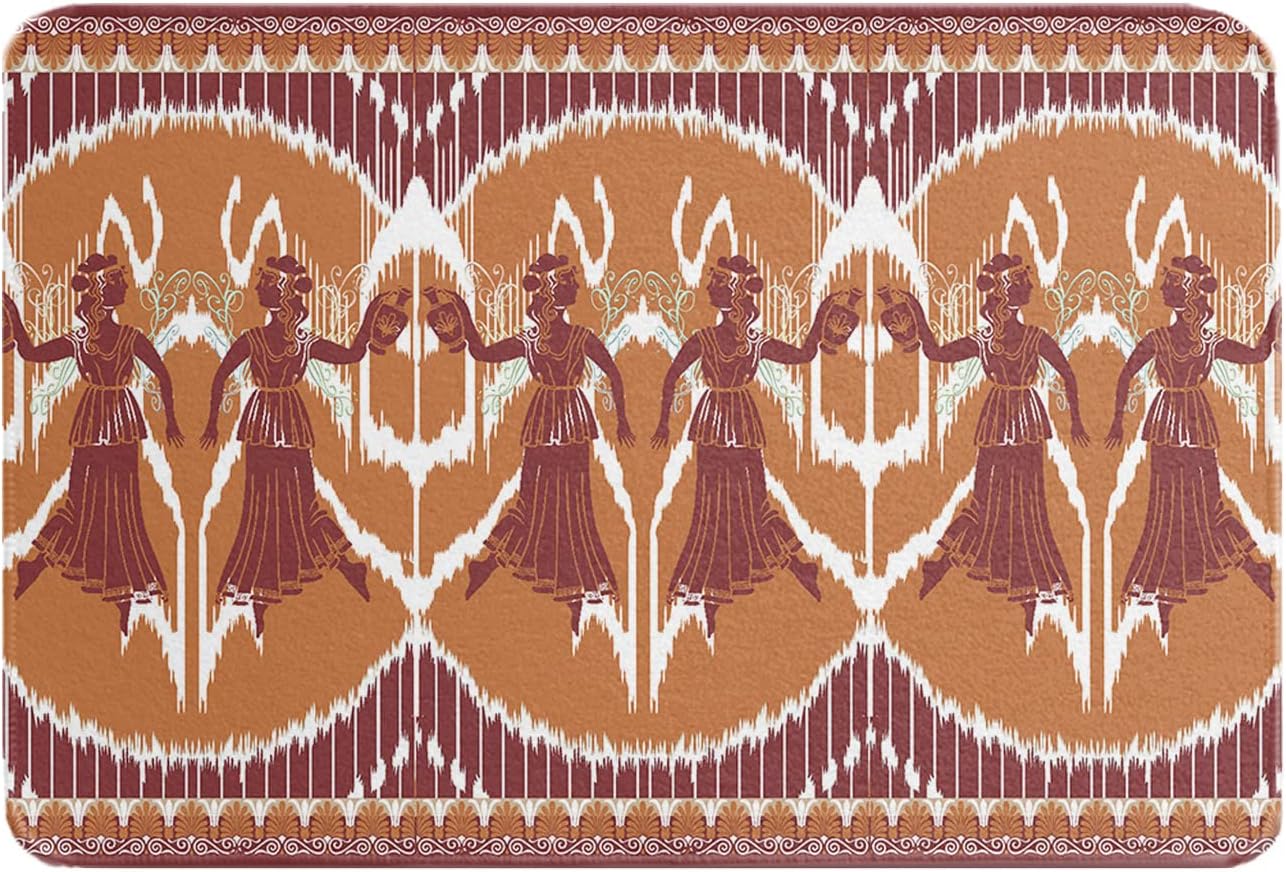 Red Orange Geometric Indoor Door Mat, Absorbent Floor Mats Bathroom ...