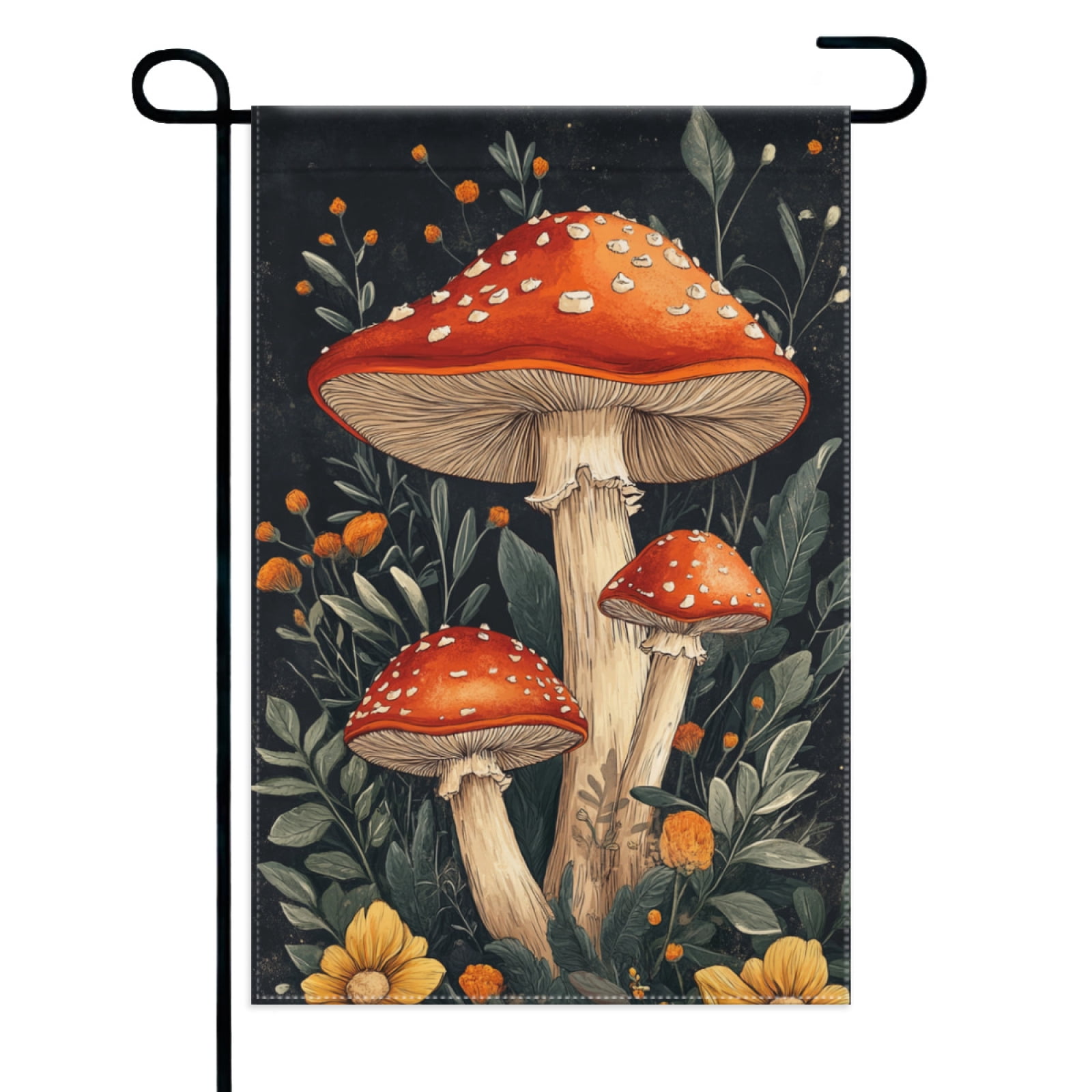 Red Orange Mushrooms Garden Flags 12×18 Inch Double Sided Decorative ...