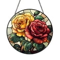 Red Orange Rose Stained Glass Style Suncatcher – Floral Window Decor ...