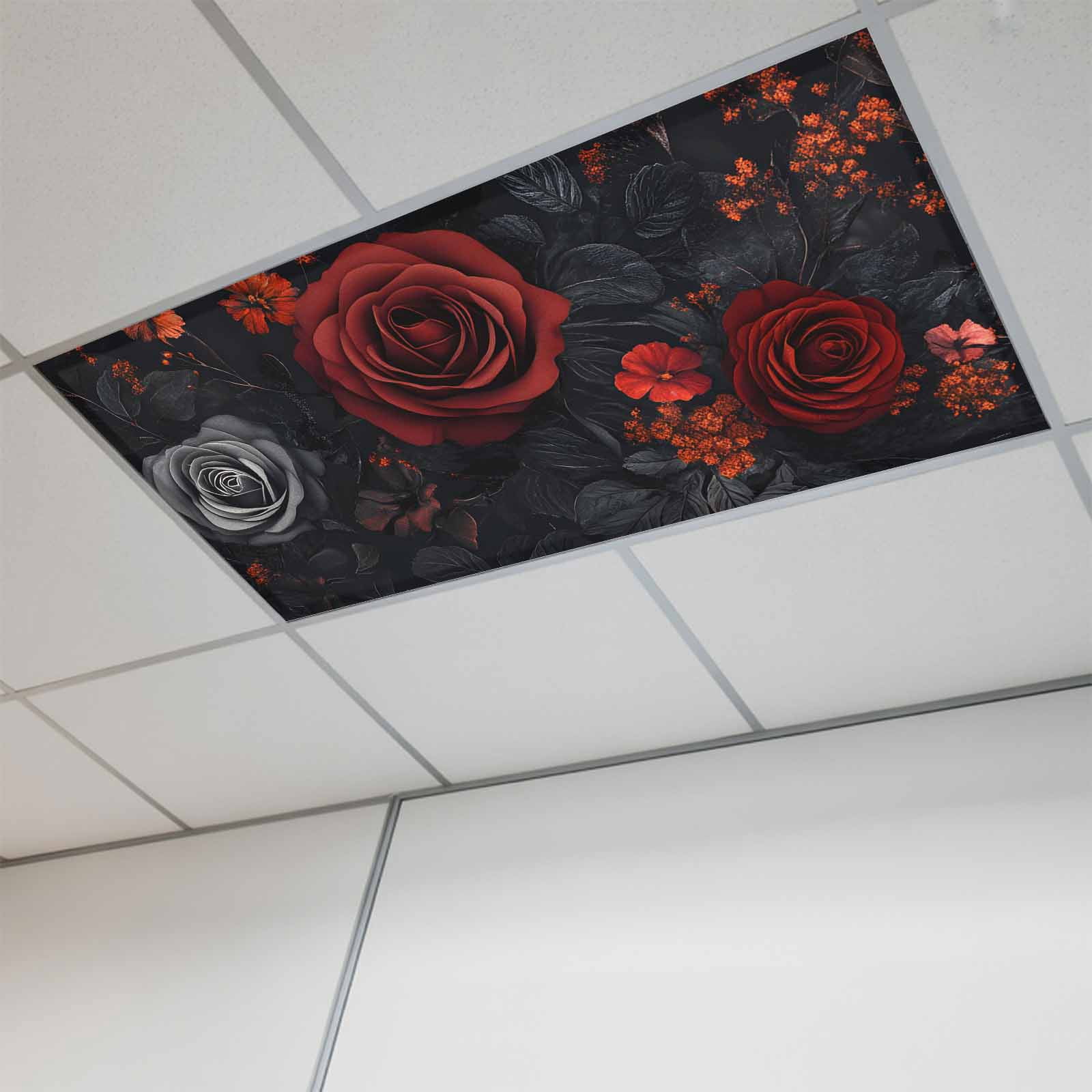 Red Orange Roses Magnetic Fluorescent Light Covers for Ceiling Lights ...