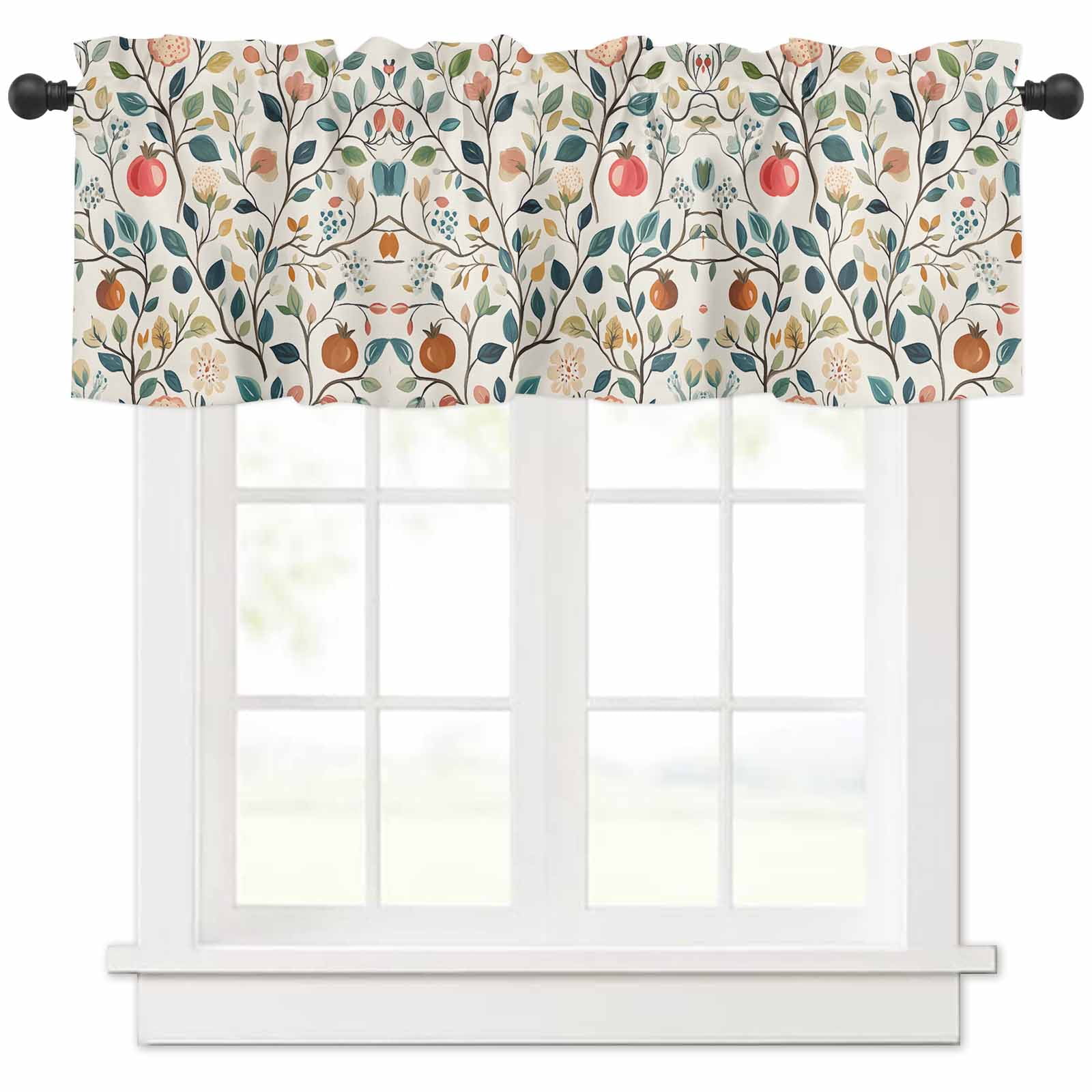 Red Orange Shell Coastal Valances for Windows Farmhouse Kitchen ...