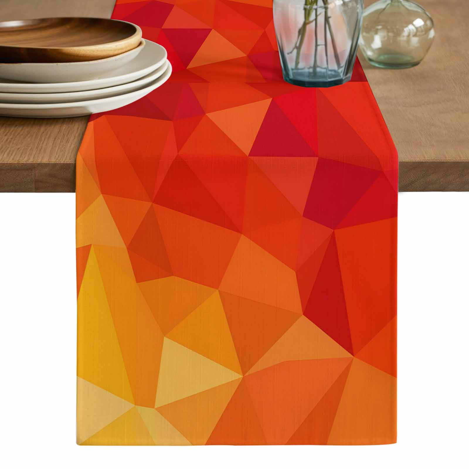 Red Orange Table Runner, Modern Abstract Ombre Geometric Aesthetic ...
