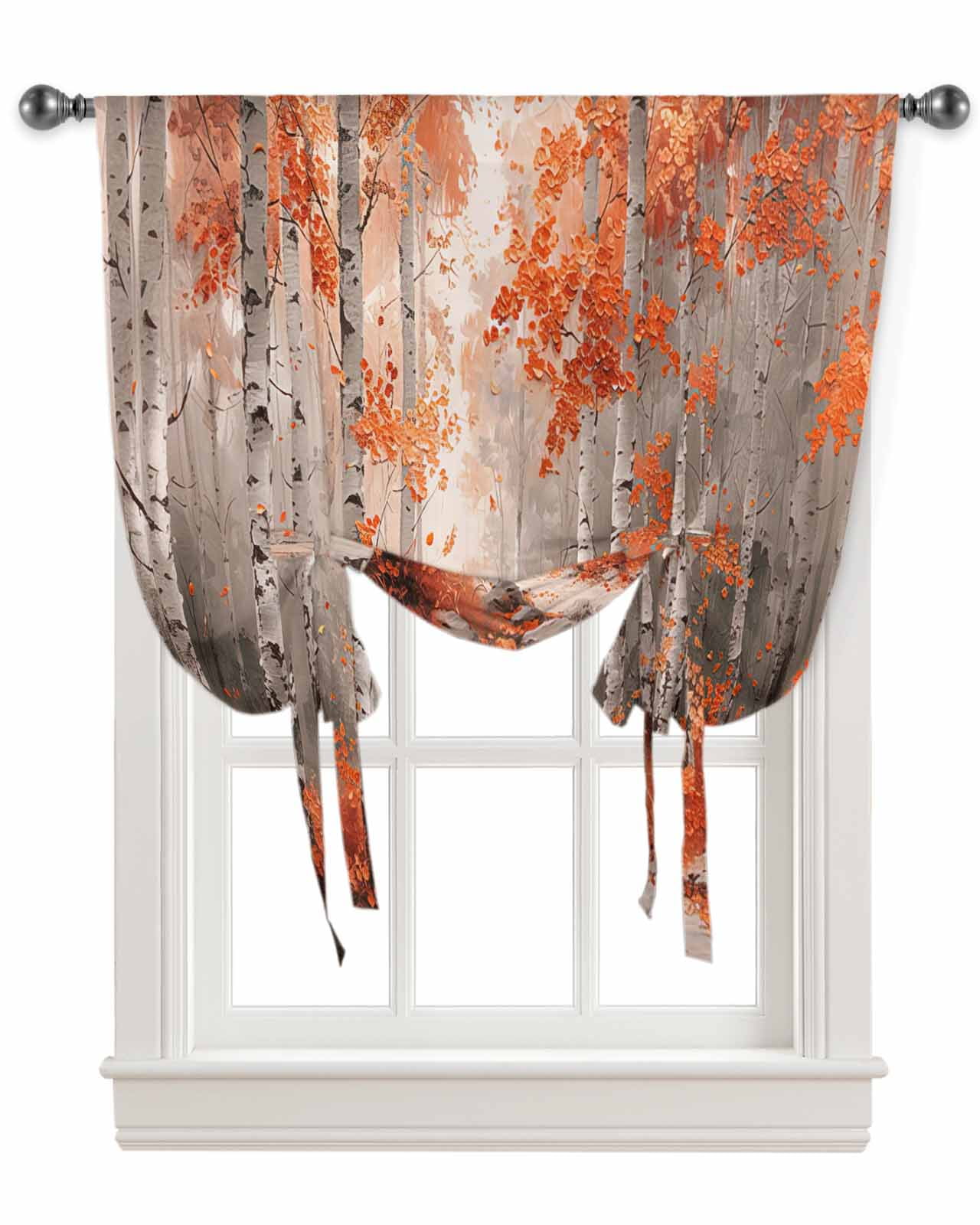 Red Orange Tie Up Curtains for Kitchen Bathroom Bedroom Windows 45 Inch ...