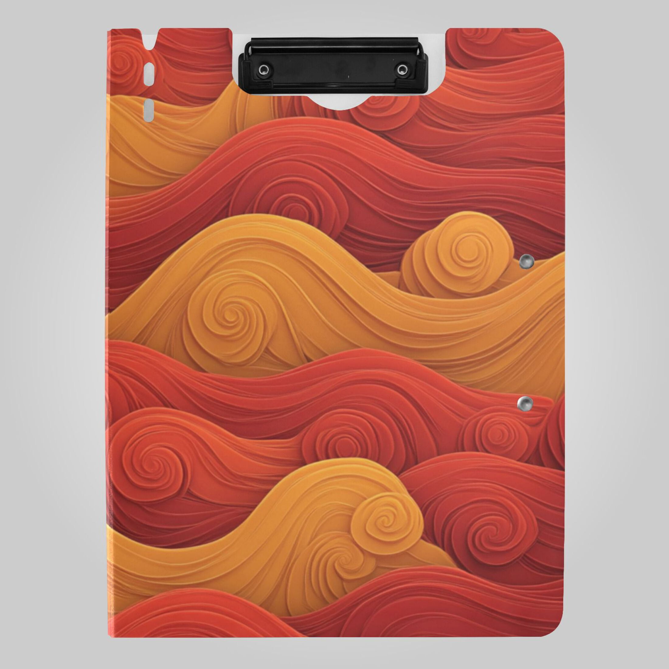 Red Orange Waves Foldable Binder Folder Clipboard with Pen Slot Double ...