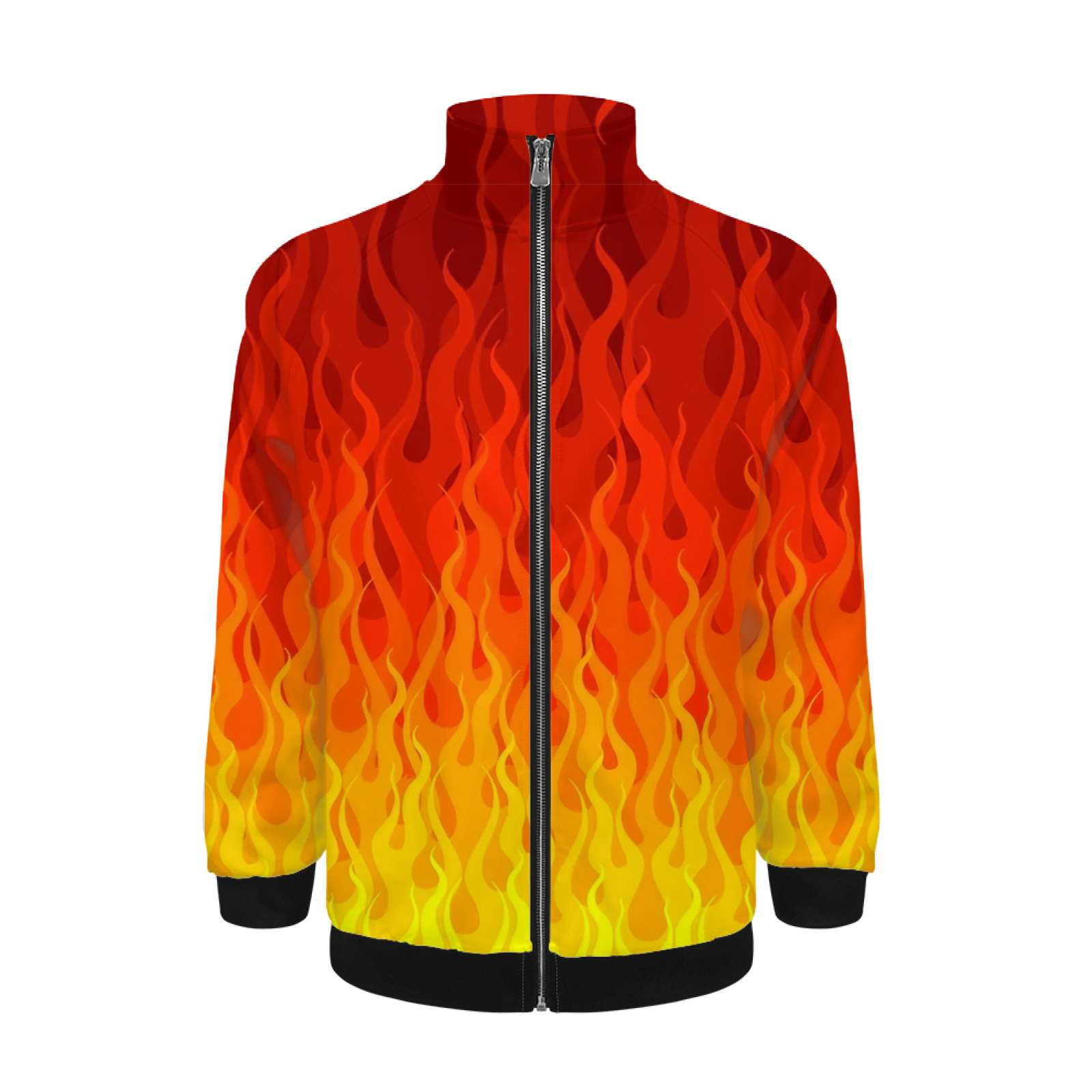 Red Orange Yellow Burning Flames And Fire Jacket Men's Street Cool Long ...