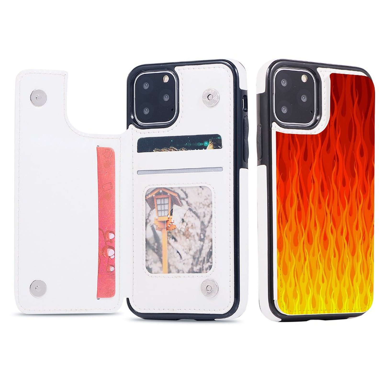 Red Orange Yellow Burning Flames And Fire Leather Wallet Case for ...