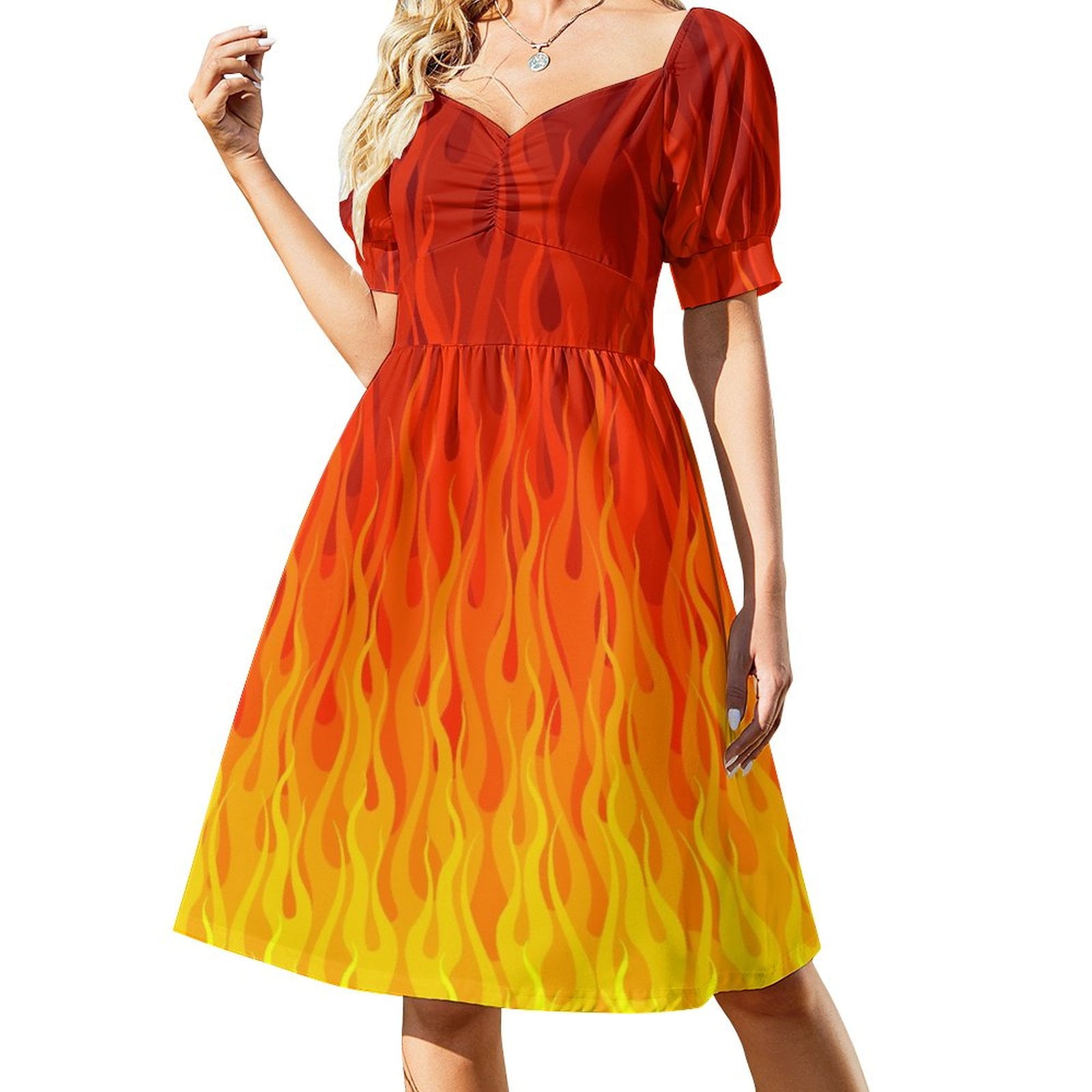 Red Orange Yellow Burning Flames and Fire Dress evening dress women's ...
