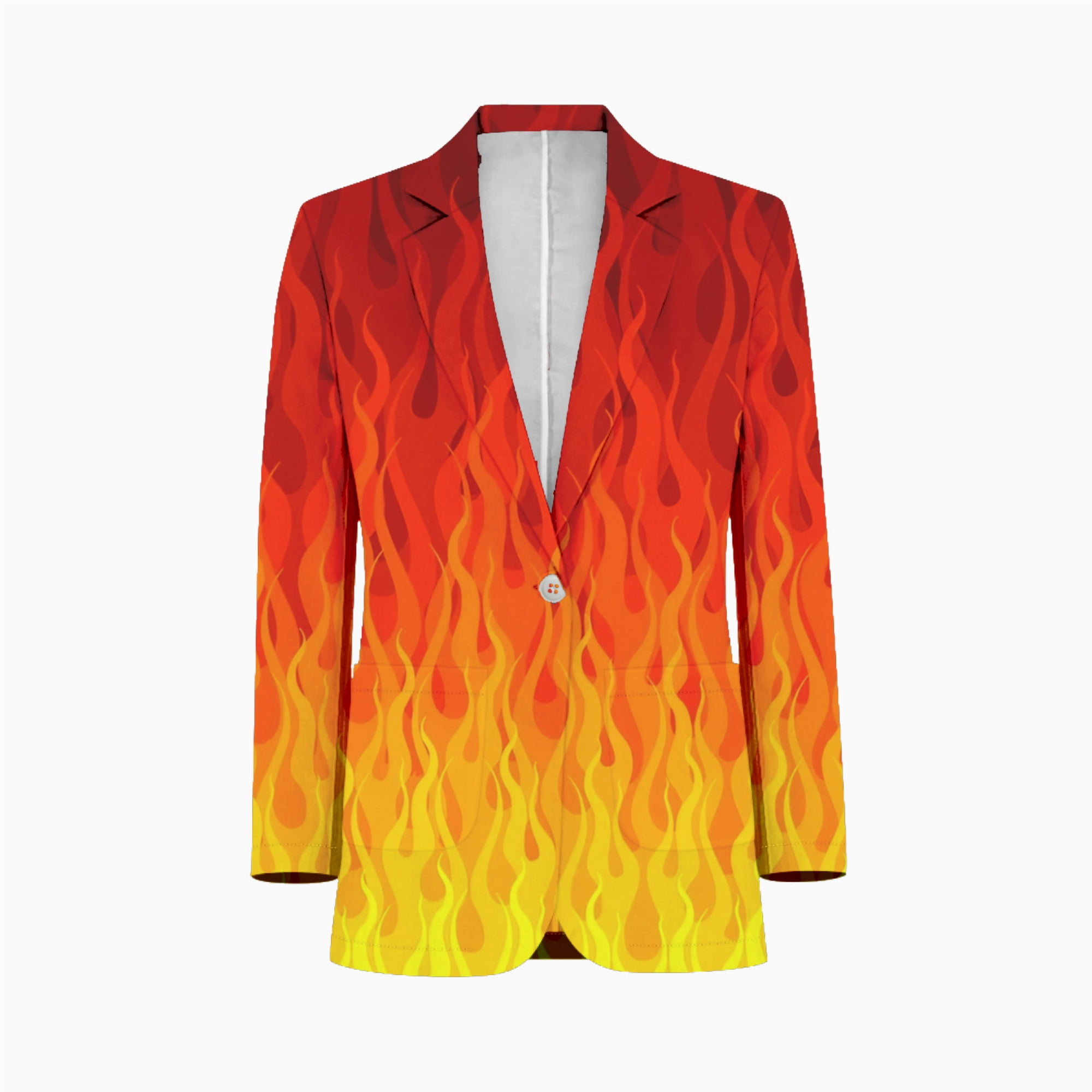 Red Orange Yellow Burning Flames and Fire Mens Suits Shawl Collar Slim ...