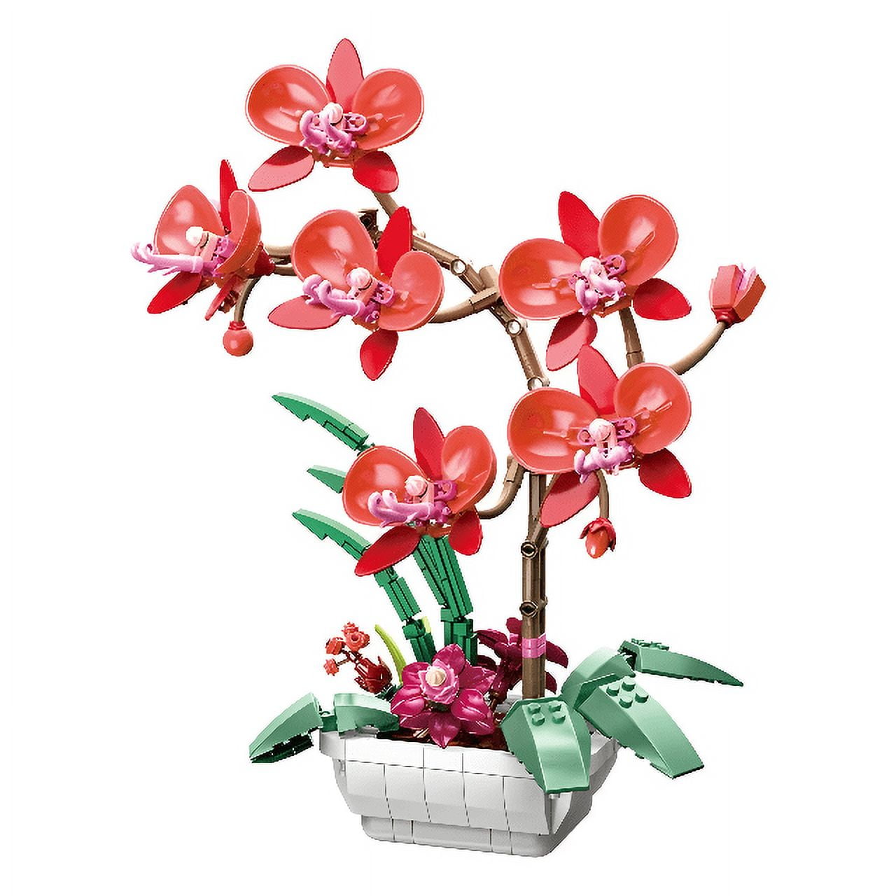 BRICK Red Orchid Flower Block Succulents Potted Building compatible ...