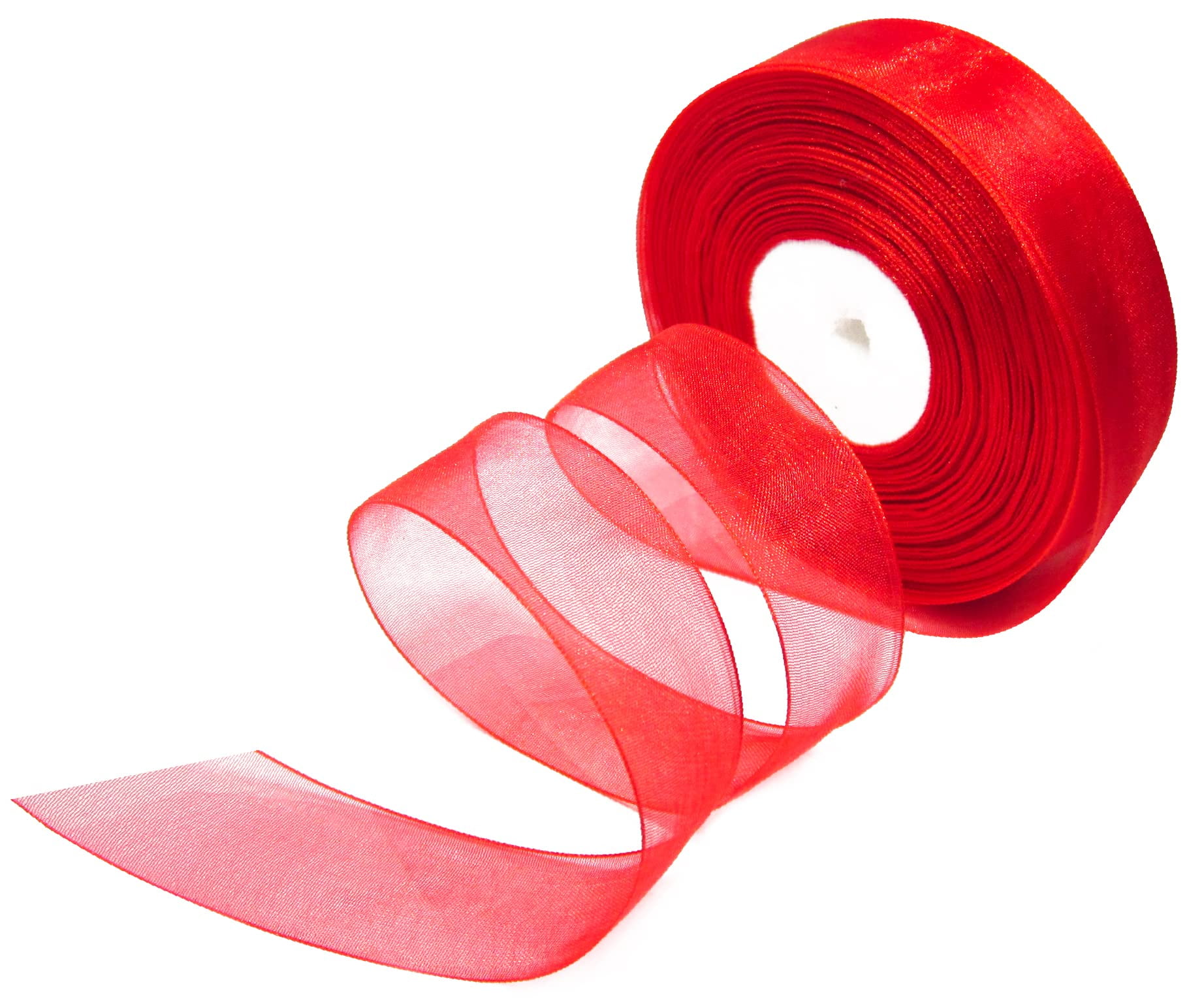 Red Organza Ribbon 1 in x 50 Yards Shimmer Sheer Organza Ribbon 1 inch ...