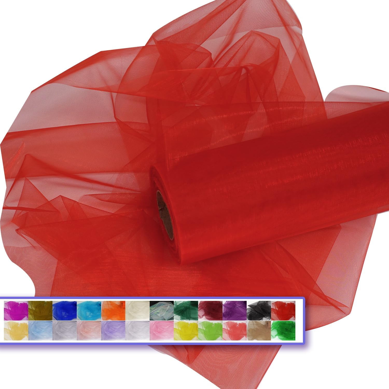 Red Organza Tulle Fabric Rolls, Crystal Organza 12" by 50 Yards (150 ft ...