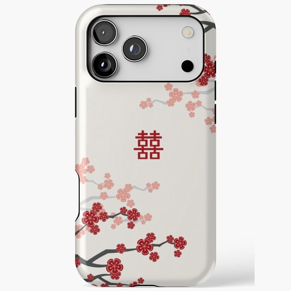 Red Oriental Cherry Blossoms Ivory iPhone Case 17 through 11 Pro Max ...