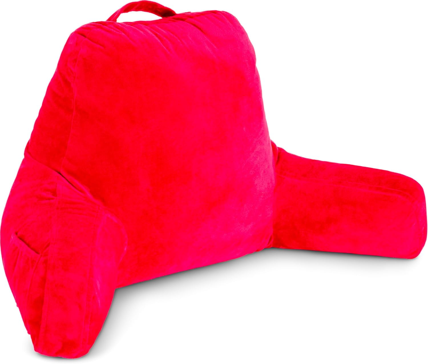 Red, Original Reading Pillow in Bed Rest Chair, Shredded Memory Foam ...