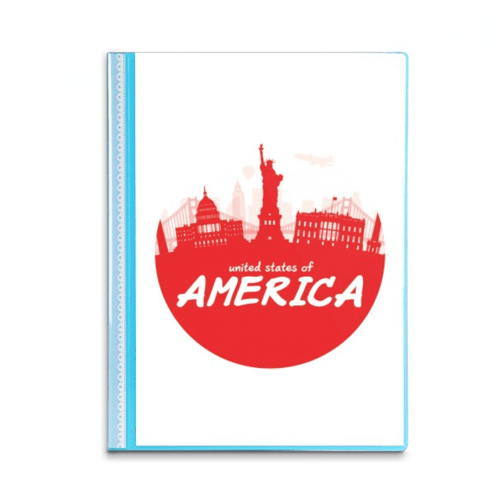 Red Outline Landmark America USA Book Sheet Protectors Portfolio Binder ...