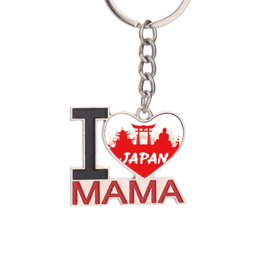 Red Outline Landmark Japan Keychain Metal Keyring Holder Love MAMA ...