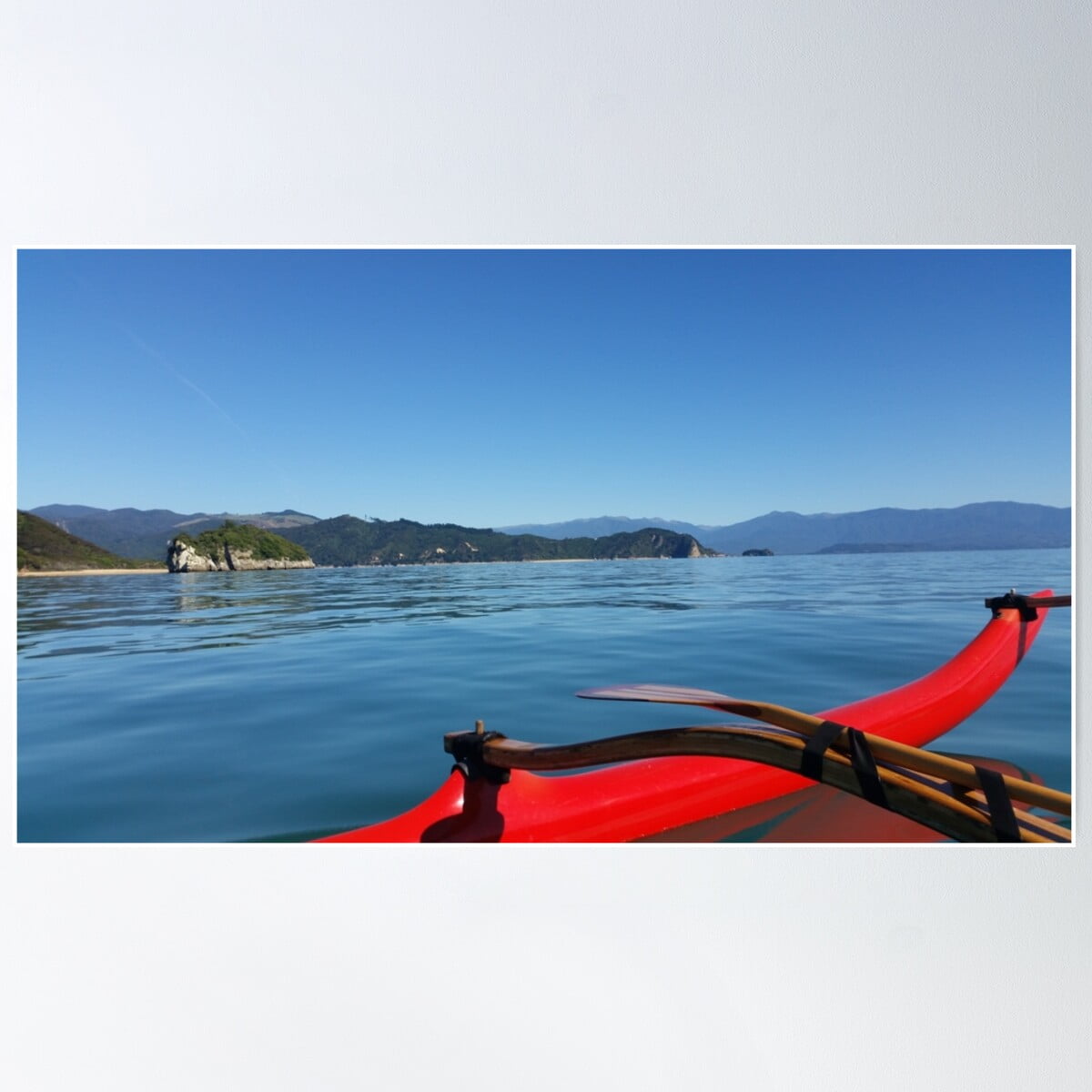 Red Outrigger Canoe Out At Sea Poster Wall Art, Modern Wall Decor For ...