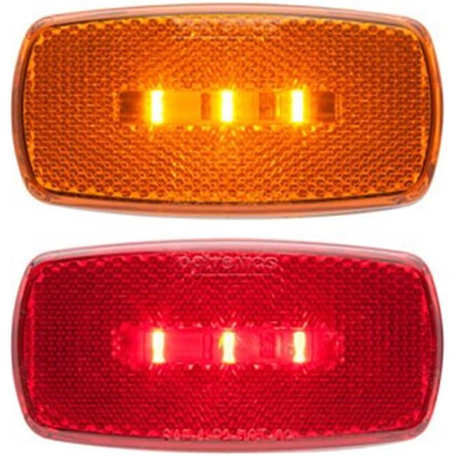 Red Oval Surface Mount LED Marker & Clearance Lights with Reflex, Black ...