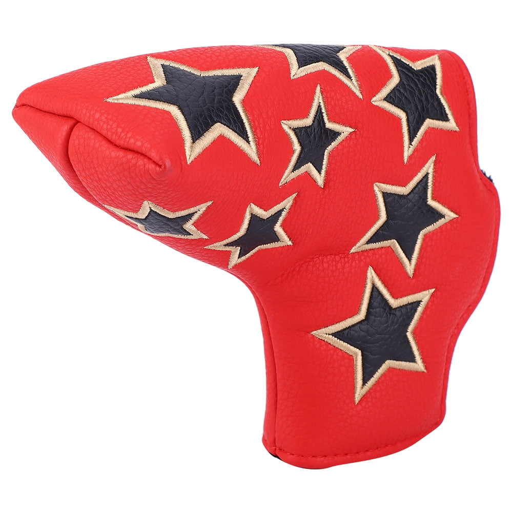Red PU Leather Golf Putter Head Cover with Star Embroidery, Waterproof ...