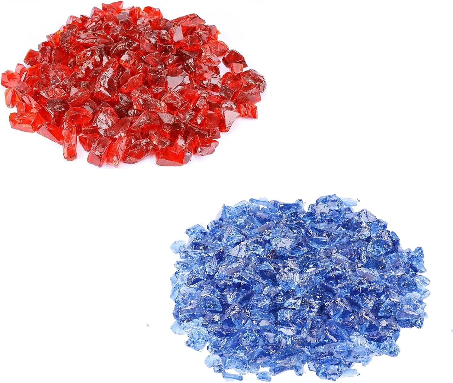 Red and Pacific Ocean Blue Fire Glass for Fire Pit, 1/2 Inch 20 Pounds ...