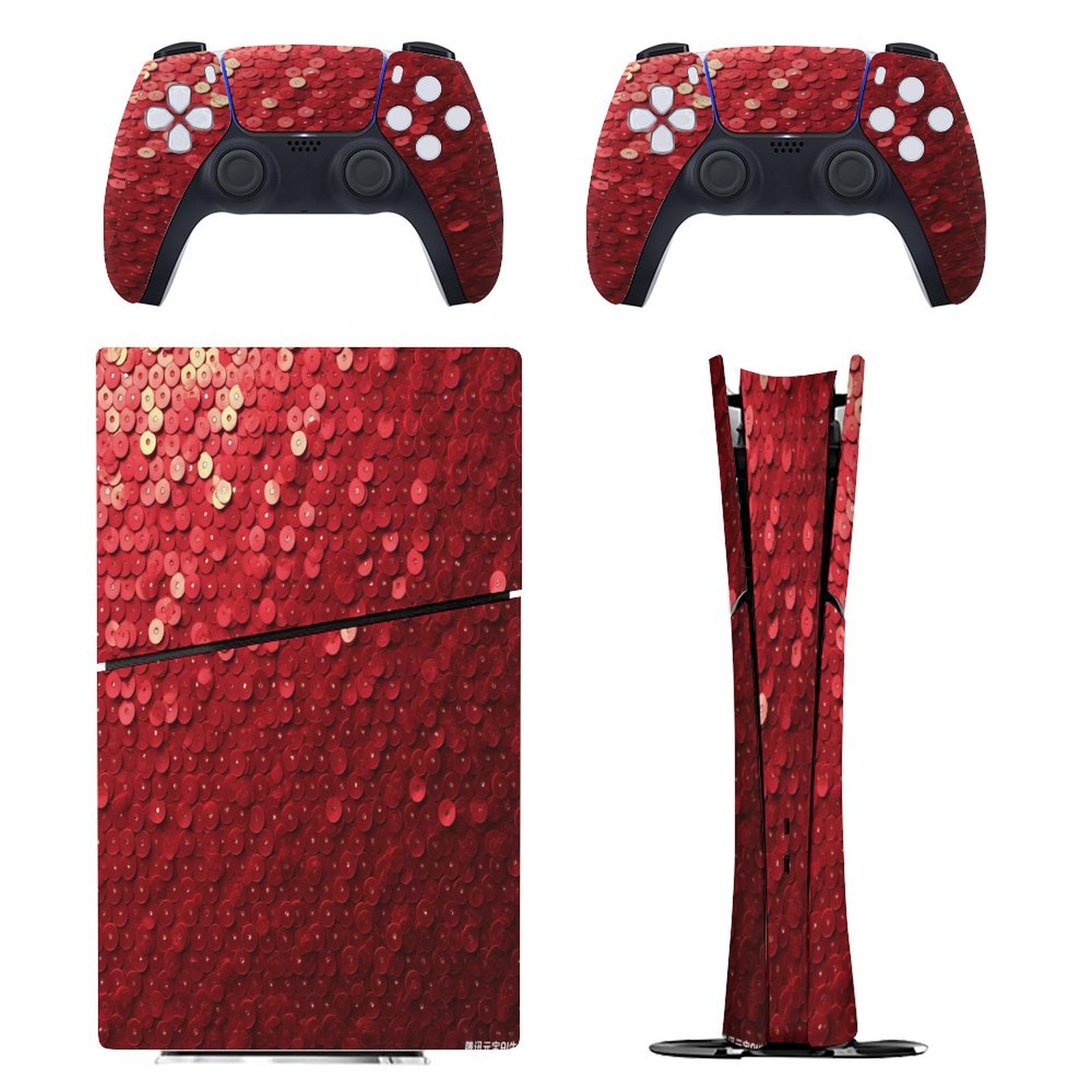Red Paillette Sequin Pattern PS5/PS5 Slim Digital Disc Skin Sticker For ...