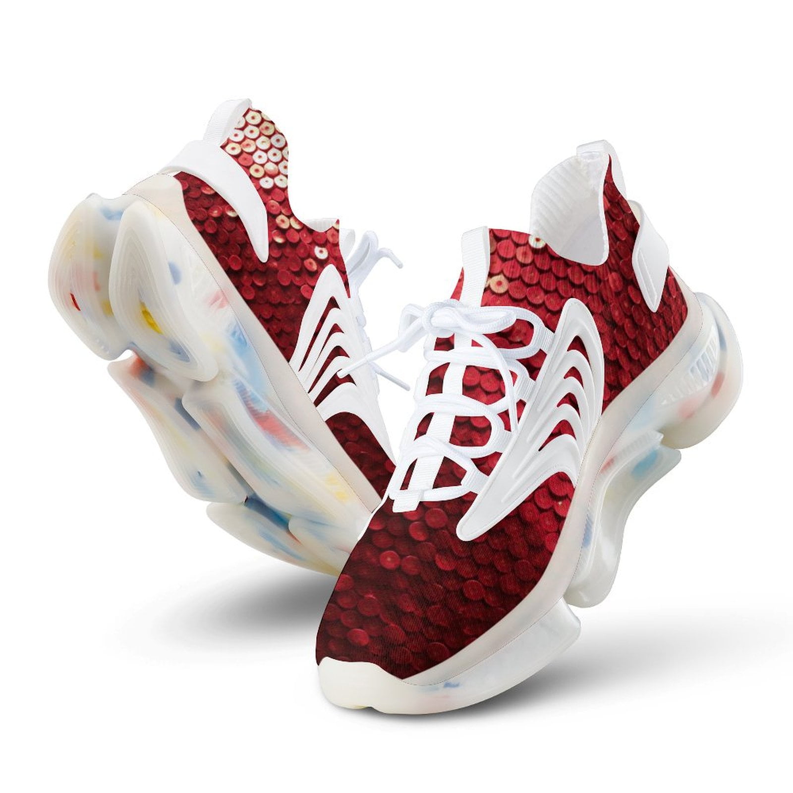 Red Paillette Sequin Print Walking Shoes for Men Woman Lightweight ...