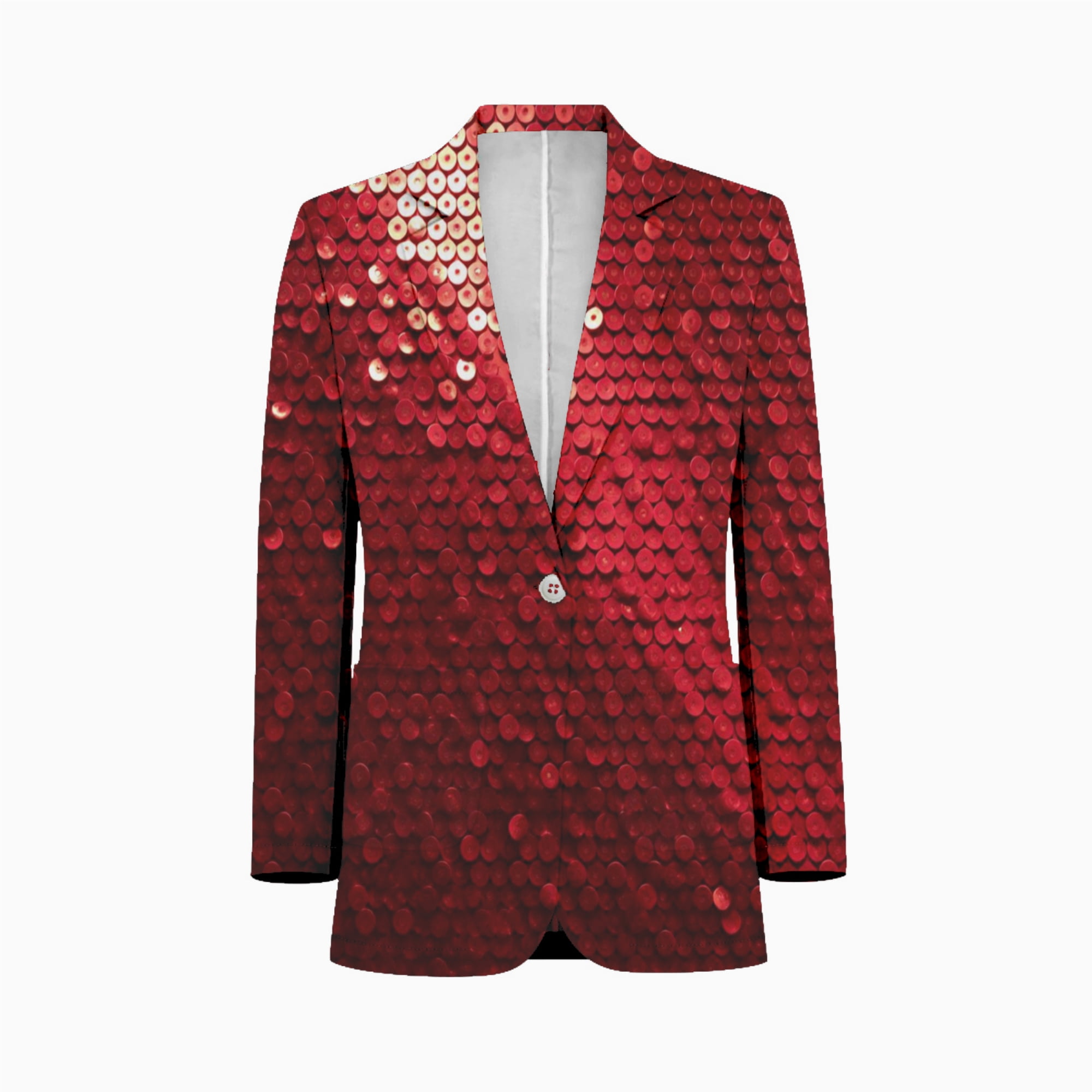 Red Paillette Sequin print Customized Men's Suits full man Shawl Collar ...