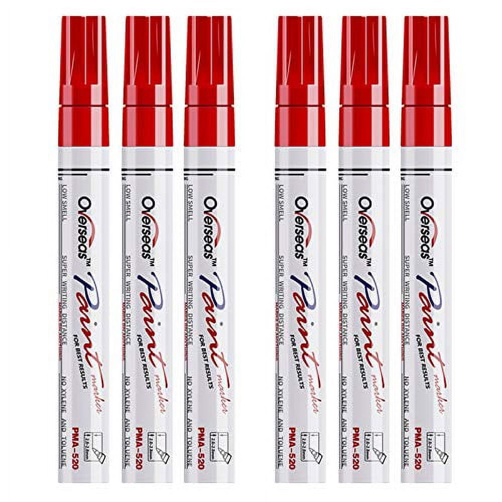 6 Pack Red Permanent Paint Markers, Medium Tip, Quick Dry, Waterproof ...