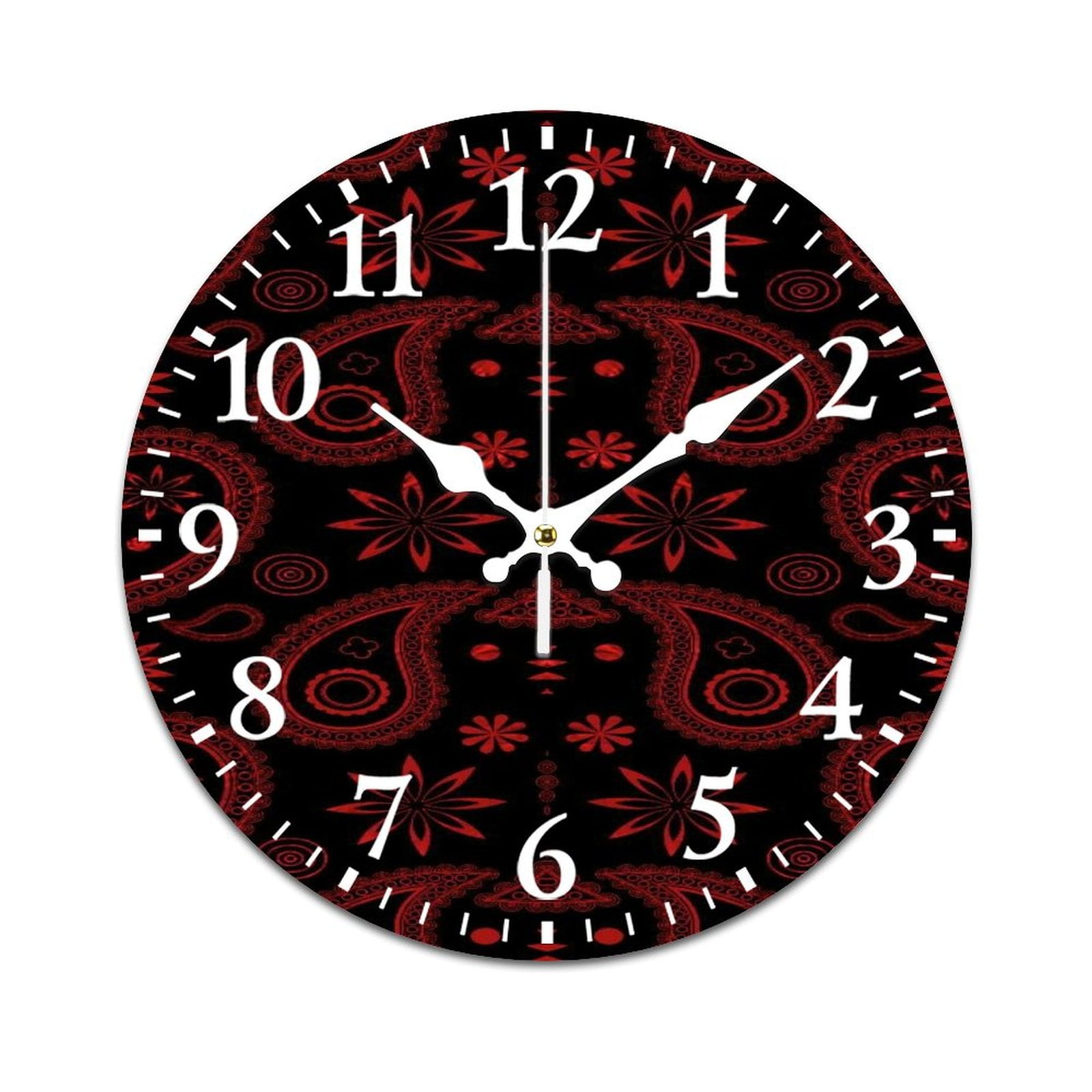 Red Paisley Bandana Pattern Wall Clock Modern Design Clocks Wall ...