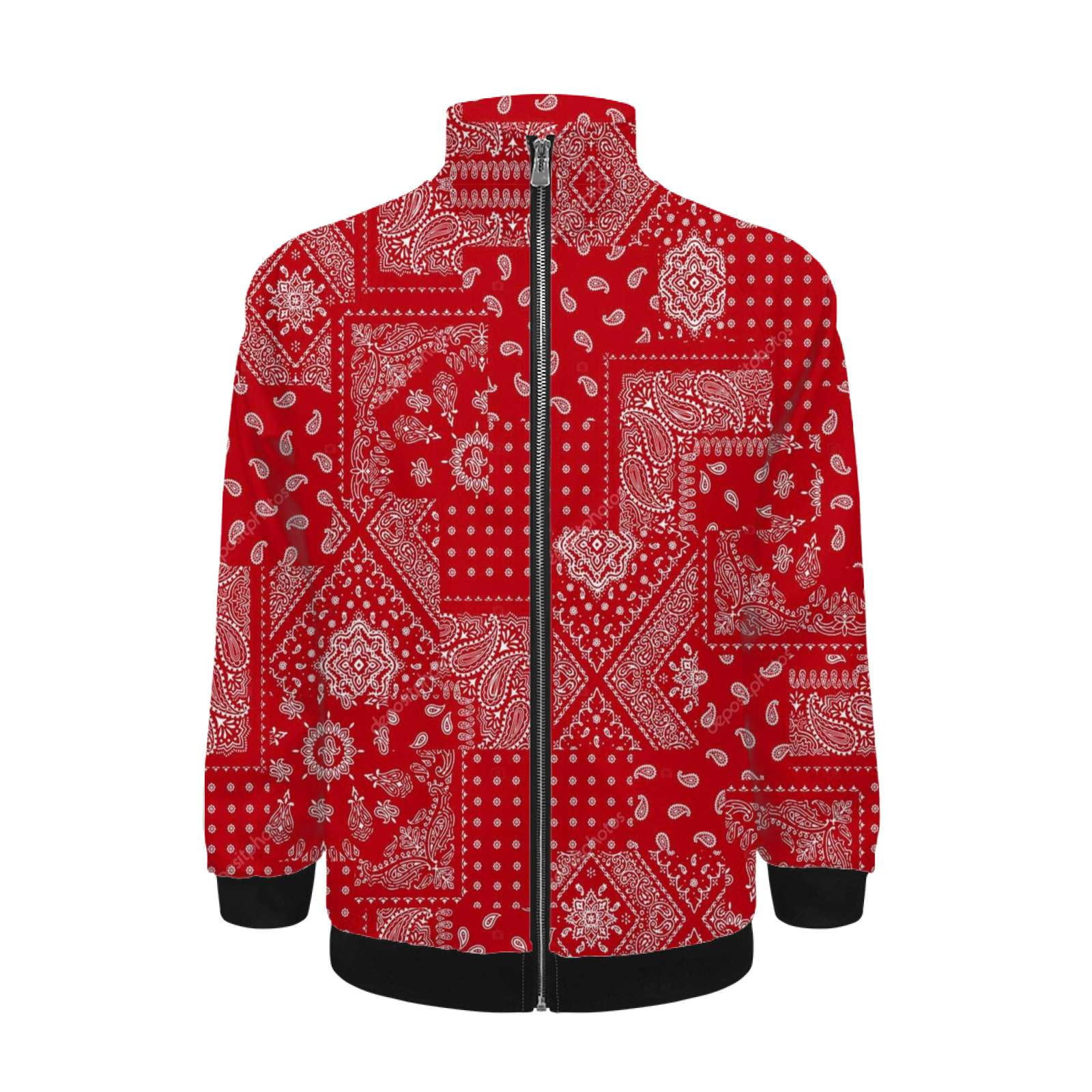 Red Paisley Bandana Print Jacket Men's Street Cool Long Sleeves Coat ...