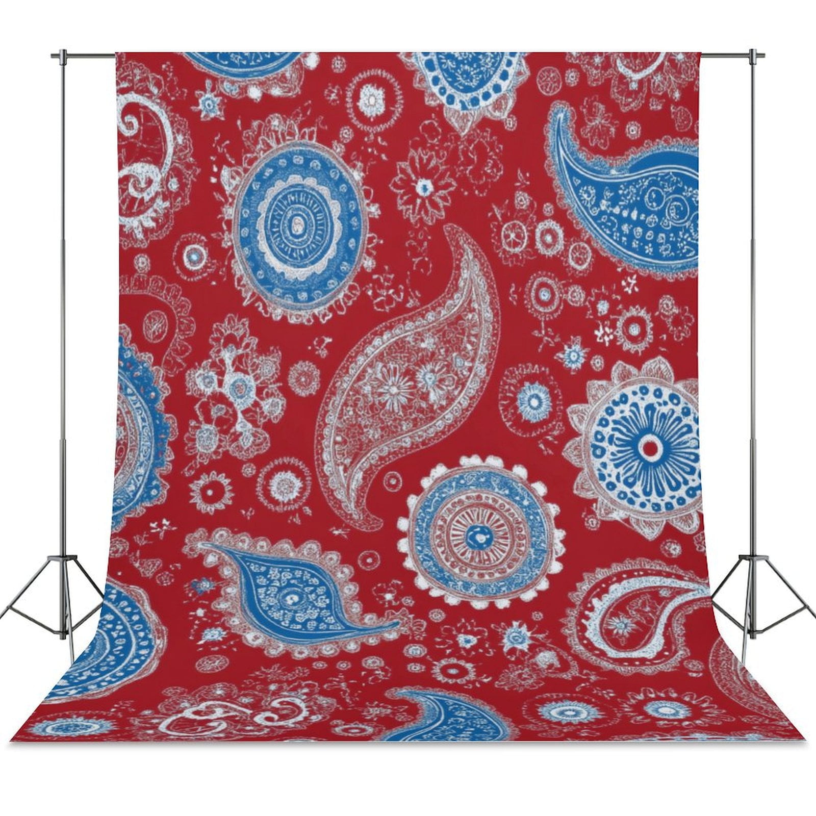 Red Paisley Fabric Blue White Pattern Design Backdrops for Photography ...