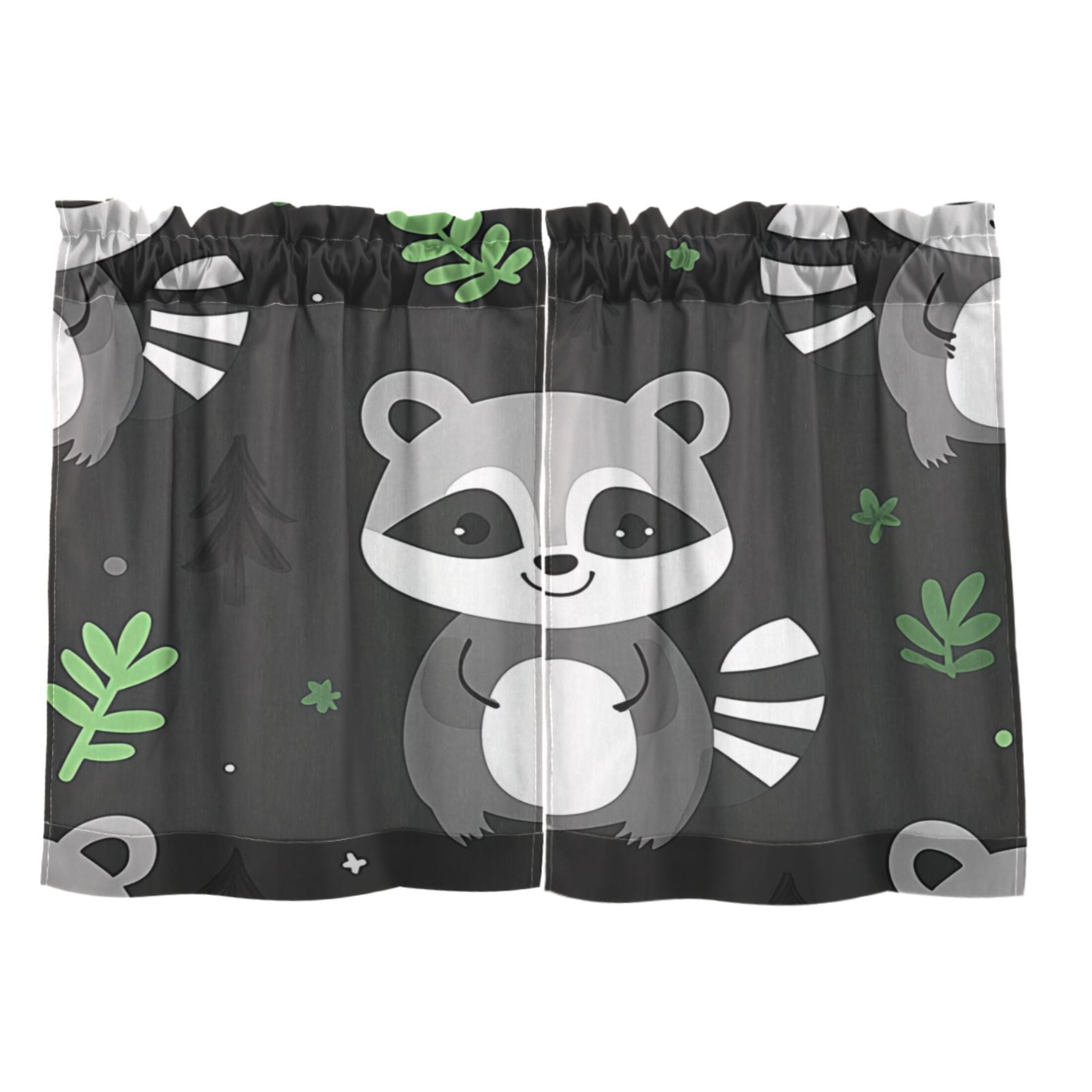 Red Panda 27"x24" Linen Look Cafe Curtain Set with Privacy and UV ...