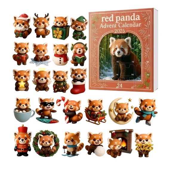 Red Panda Advent Calendar 2025 with 24 Unique Figurines Holiday ...