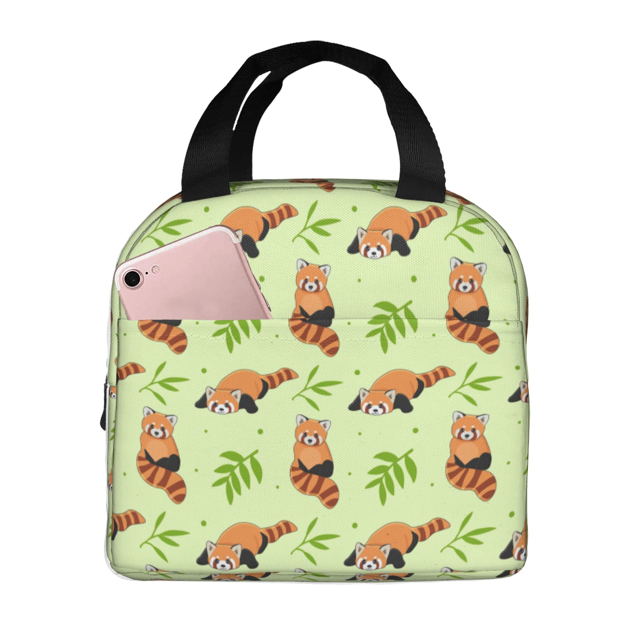 Red Panda And Bamboo Leave Lunch Bag Reusable Insulated Tote Box ...