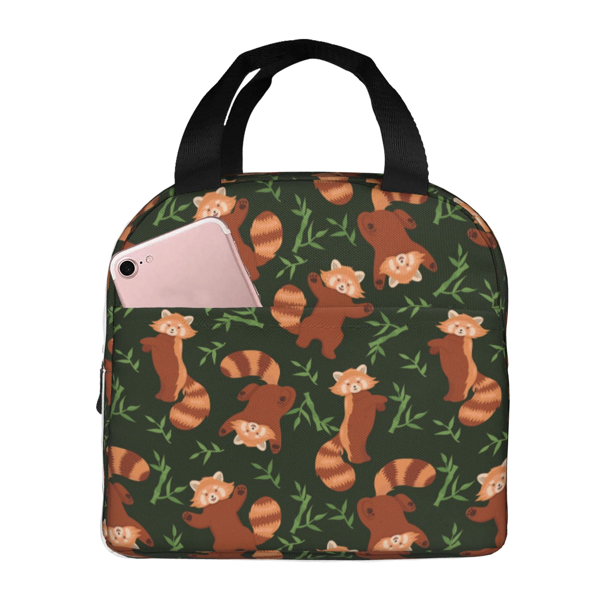 Red Panda And Bamboo Leave Lunch Bag Reusable Insulated Tote Box ...