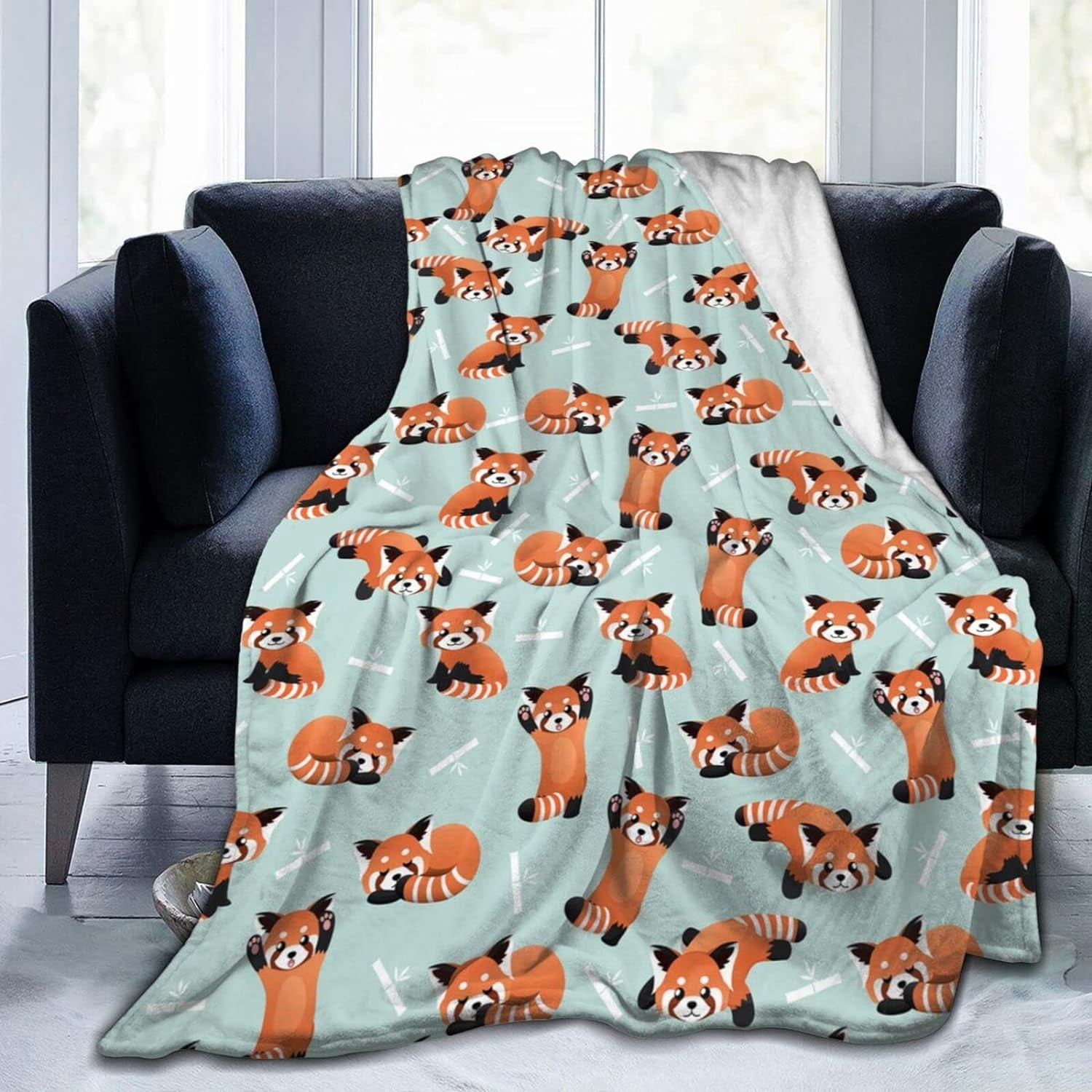 Red Panda Blanket Warm Cozy Red Panda Bamboo Flannel Throw Blanket for ...