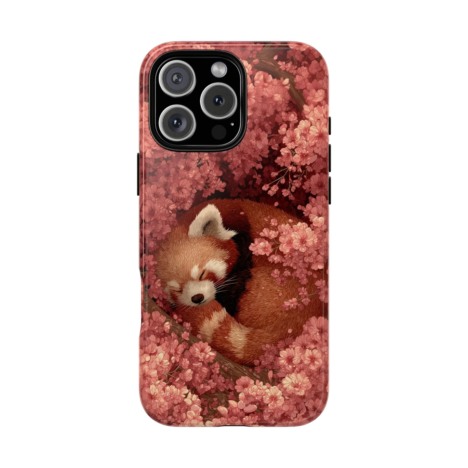 Red Panda Cherry Blossom Tree Case for iPhone 17 through 11 Pro Max ...