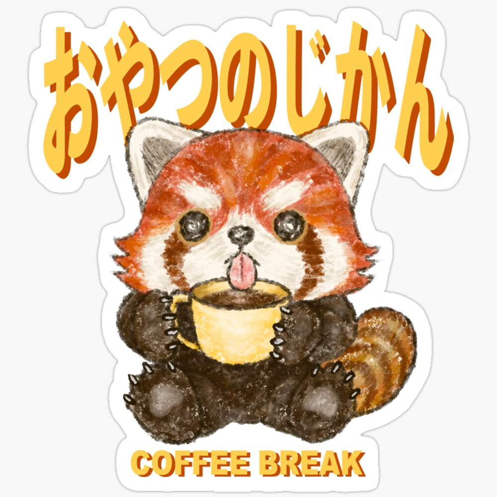 Red Panda Coffee Break Sticker Phone Decal Water Bottle Stickers Car ...