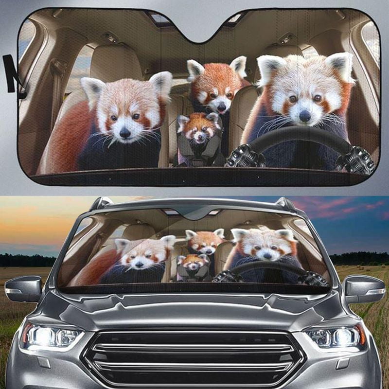 Red Panda Couple Car All Over Printed 3D Sun Shade Panda Sunshade ...