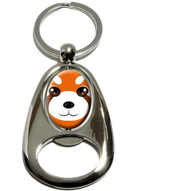 Red Panda Cute, Chrome Plated Metal Spinning Oval Design Bottle Opener ...