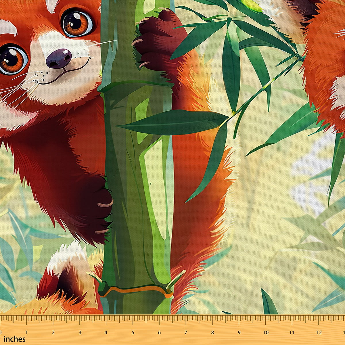 Red Panda Fabric By The Yard, Kawaii Wildlife Upholstery Fabric, Cute ...