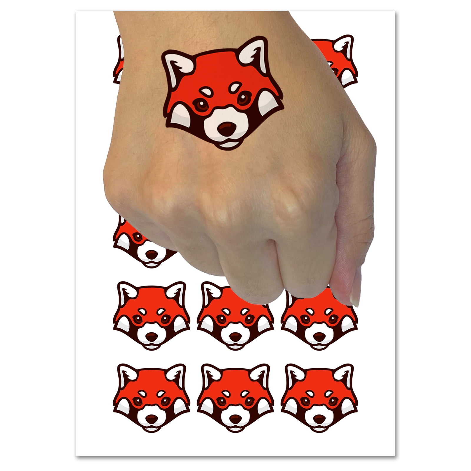 Red Panda Face Water Resistant Temporary Tattoo Set Fake Body Art ...