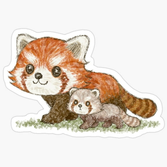 Red Panda Family Walking Sticker Phone Decal Water Bottle Stickers Car ...