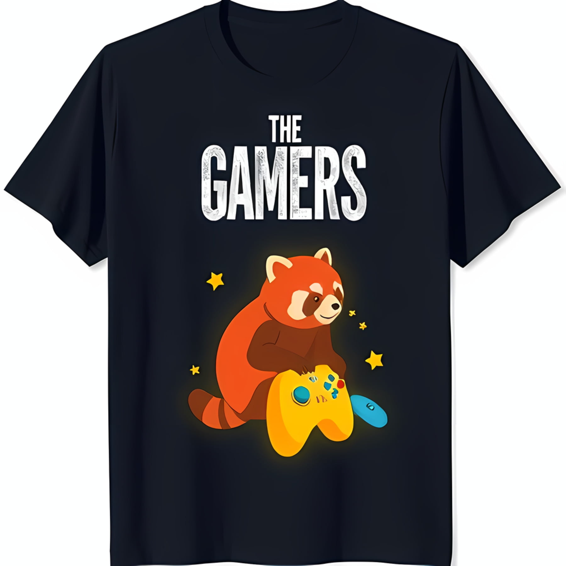 Red Panda Gamer T-Shirt Cute Panda Playing Video Games with Controller ...