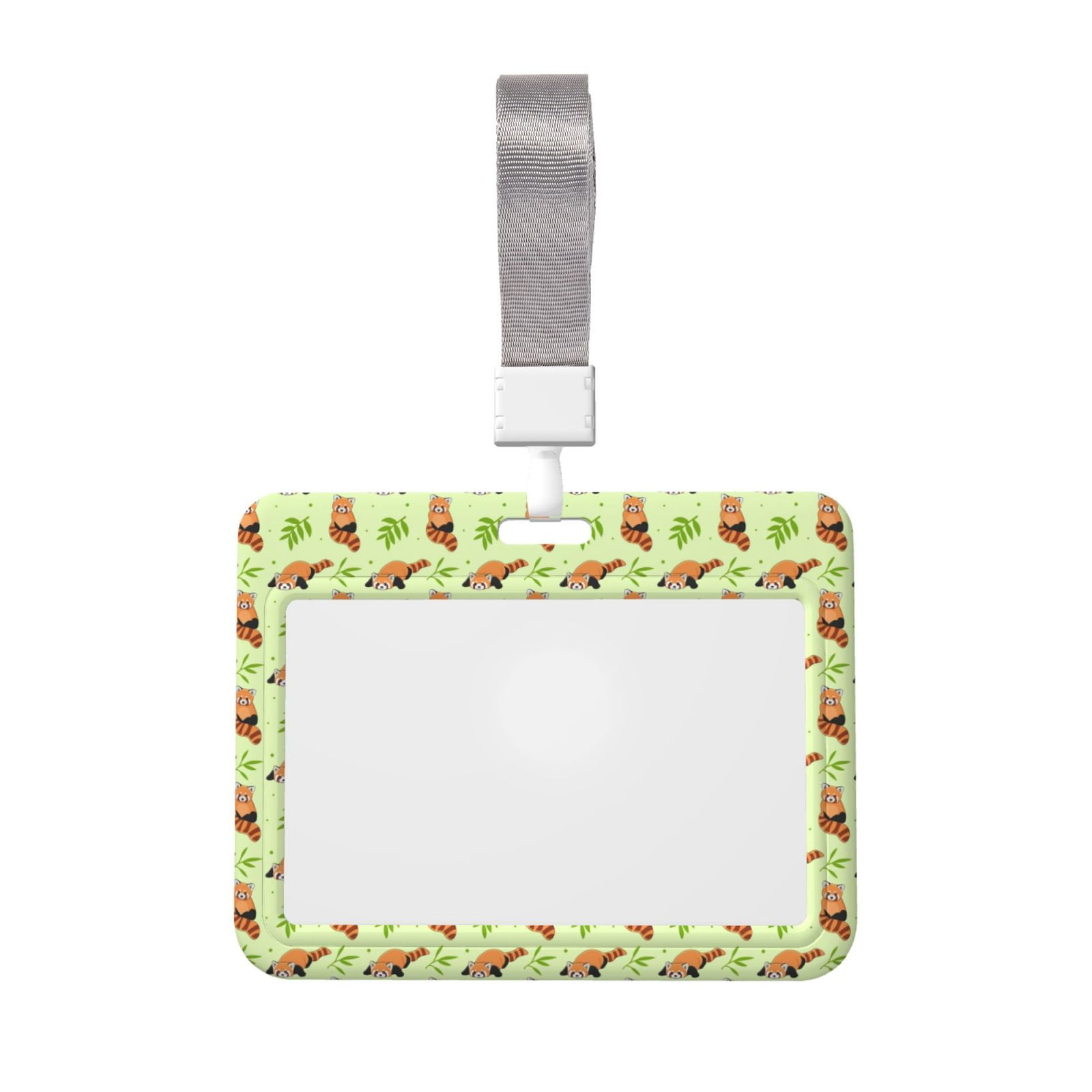 Red Panda Leave Tree Badge Holder with Lanyard Horizontal ID Card ...